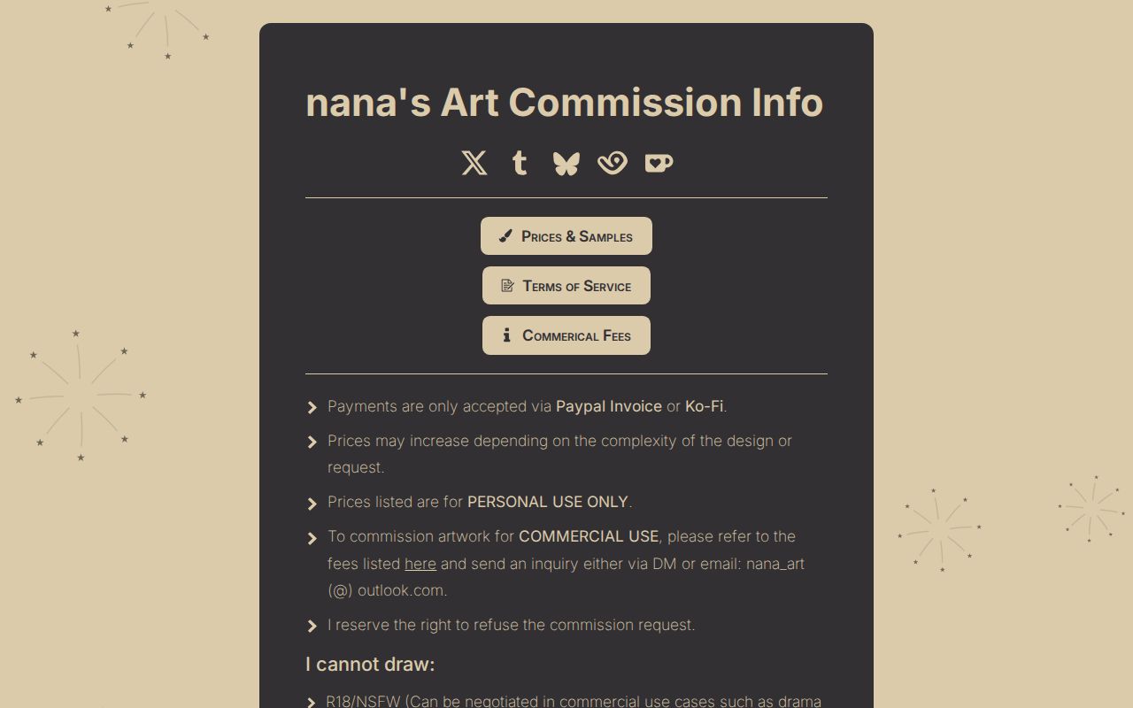nana's Art Commissions Info
